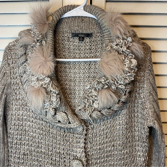 Slonl | Sweaters | Slonl Wool Blend Cardigan Sweater With Faux Fur Trim ...